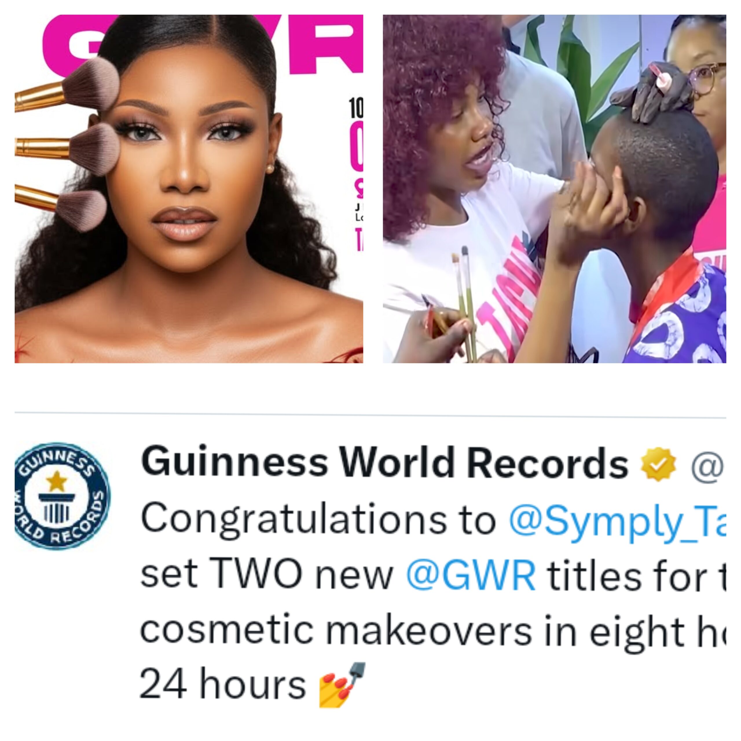 GWR Confirms Tacha’s Double Record-Breaking Makeover Achievement ...